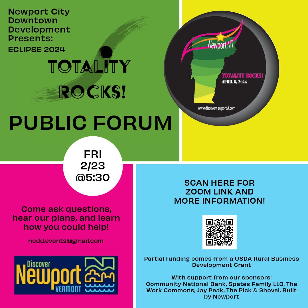 NCDD Events Crew – Solar Eclipse Open Forum | Discover Newport Vermont
